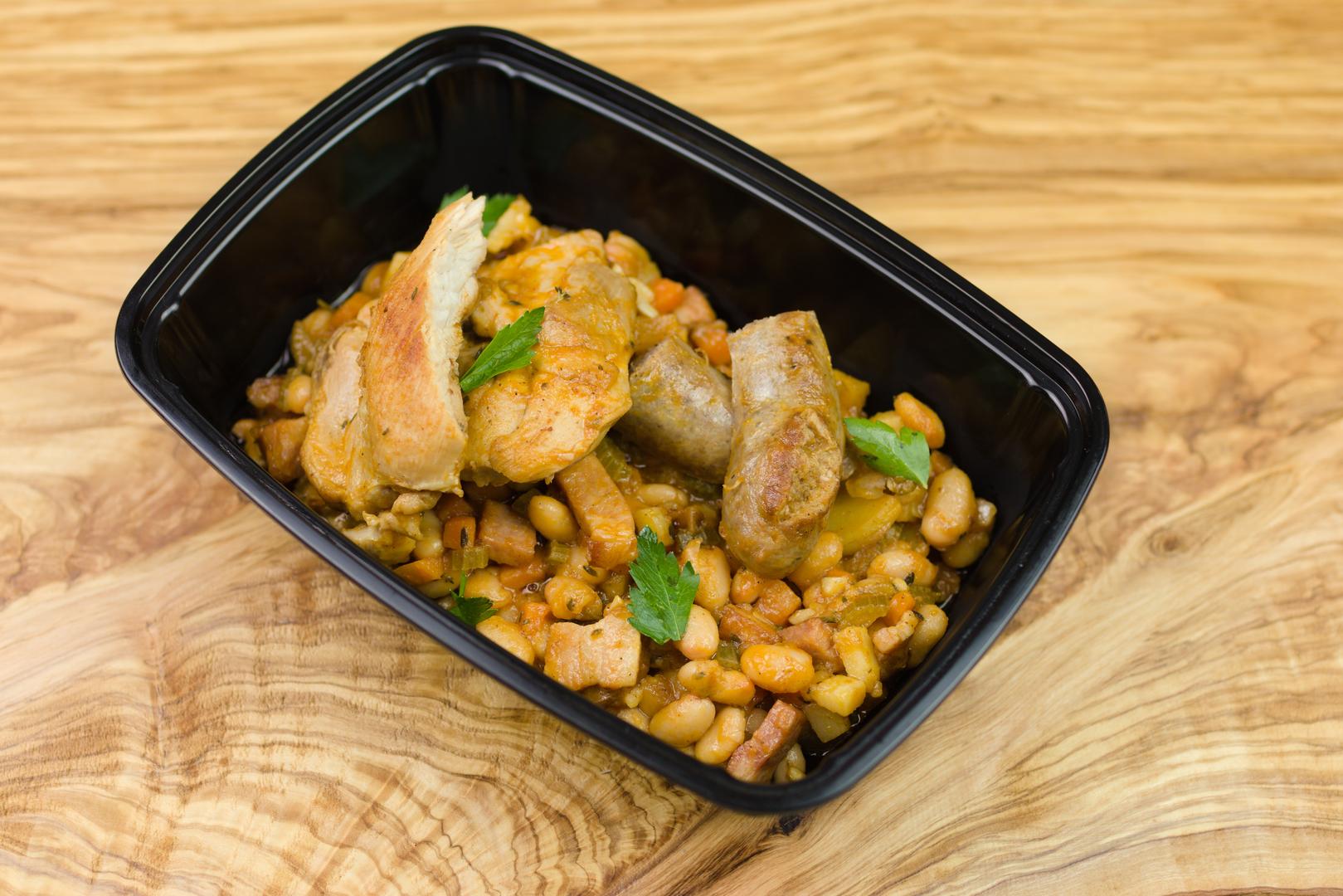 Braised Chicken, Bacon Lardon and Sausage Cassoulet – The Traveling Chef